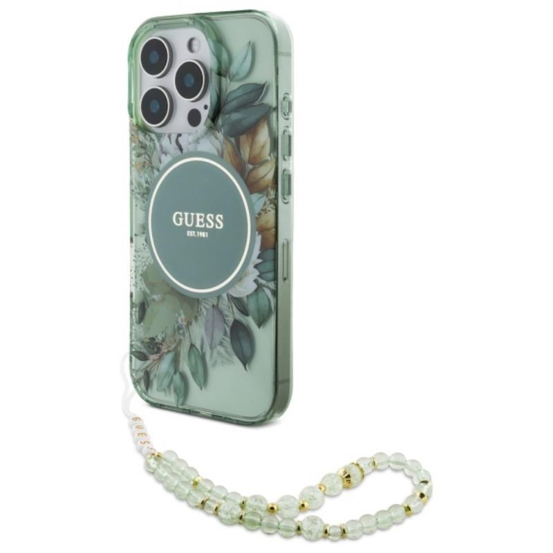 Guess IML Blumen mit Perle Riemen MagSafe - iPhone 16 Pro Max Fall ...