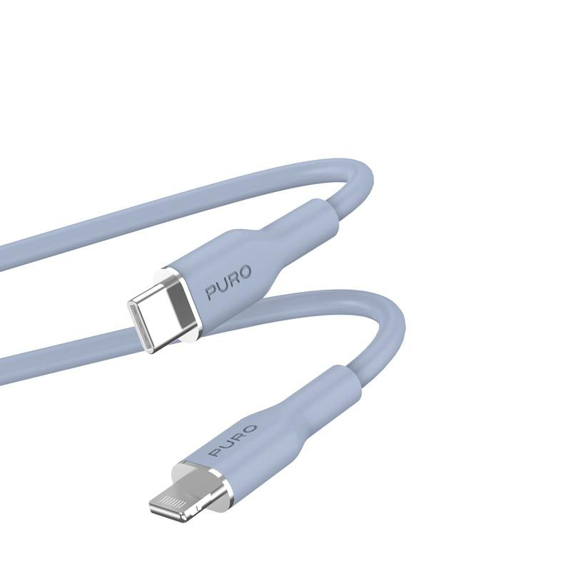 Câble souple PURO ICON - USB-C vers Lightning MFi 1,5 m (bleu poudre ...