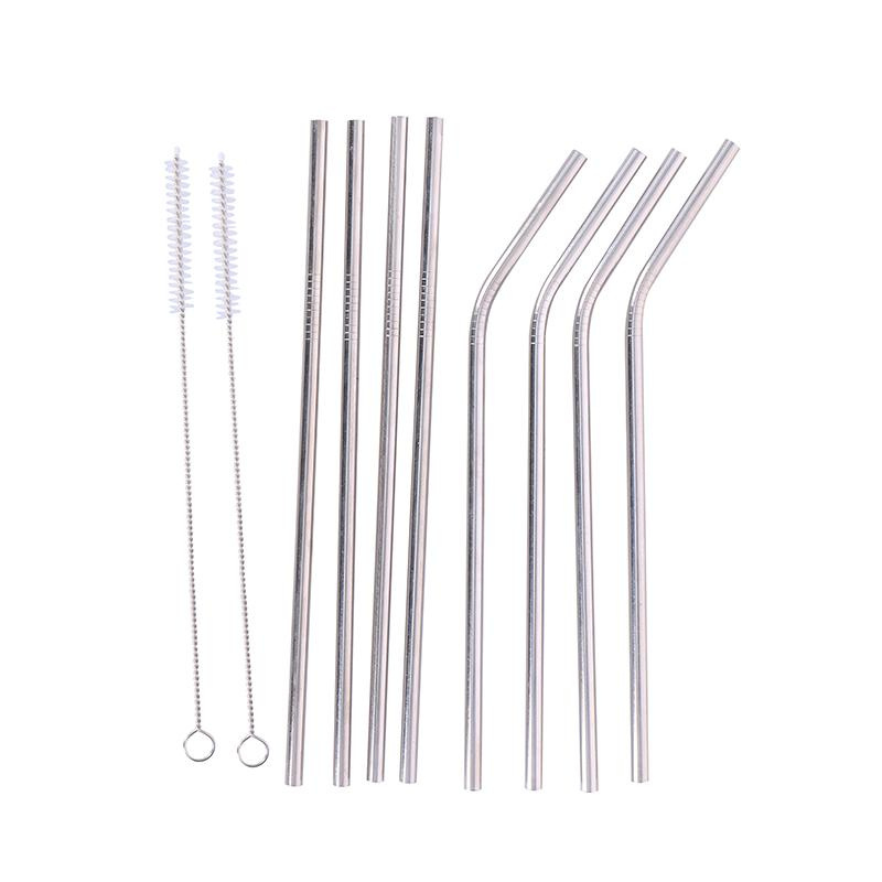Alpina - eco-friendly reusable metal straws with cleaning brushes set ...